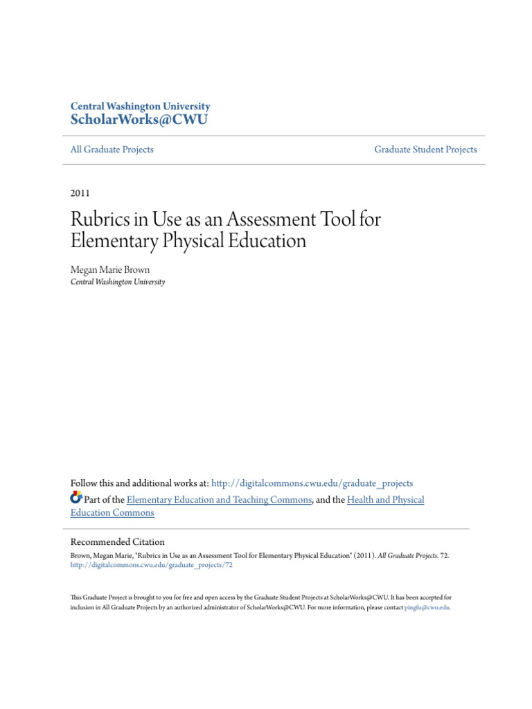 Rubrics in Use As An Assessment Tool For Elementary Physical Educ | PDF ...