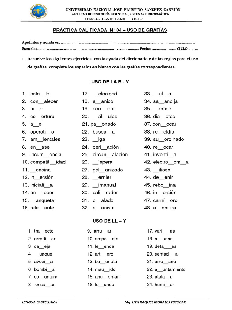 Práctica de Uso de Grafías | PDF