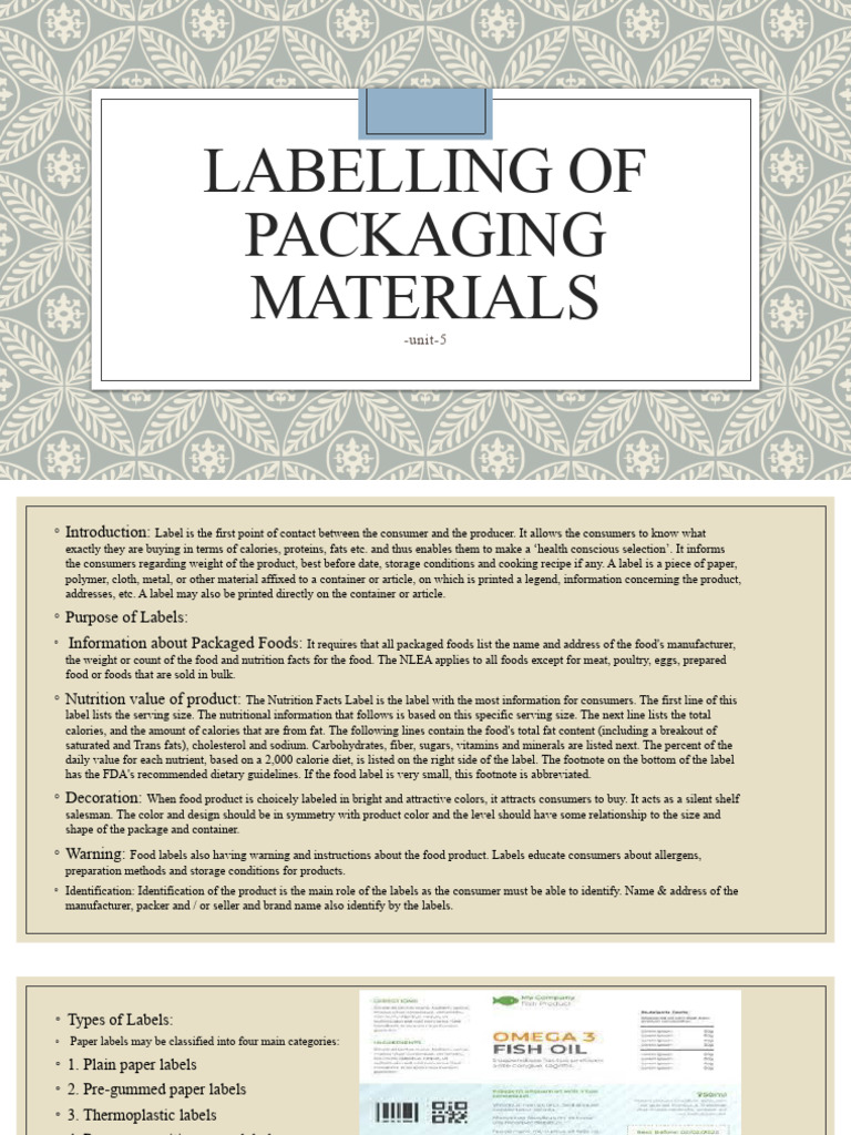 Labelling of Packaging Materials | PDF | Nutrition Facts Label ...