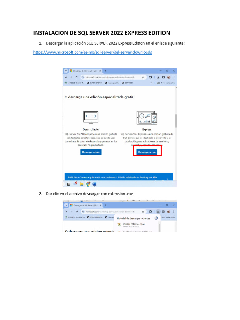 Procedimiento de Instalacion de SQL Express | PDF | Ventana ...