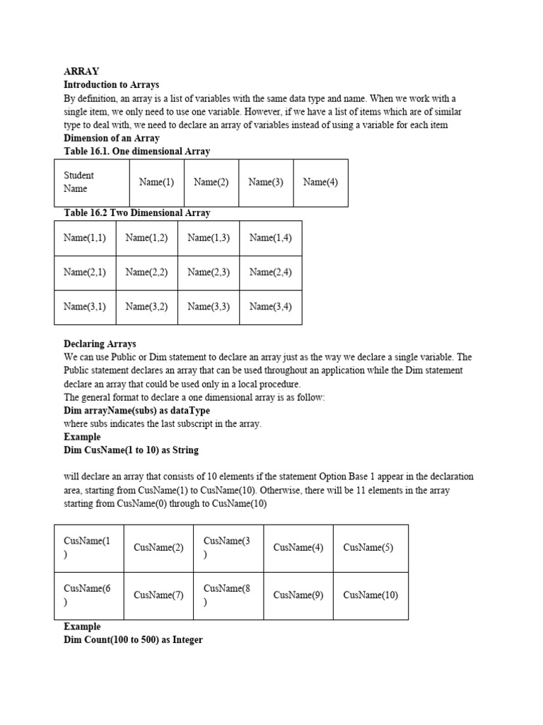 Lesson10 - WORKING WITH ARRAYS | Download Free PDF | Matrix (Mathematics) | Data