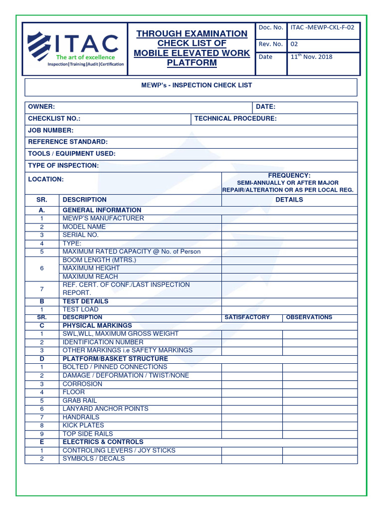 ITAC-EWP-CKL-F-02 (Checklist) | PDF | Vehicle Technology | Motor Vehicle