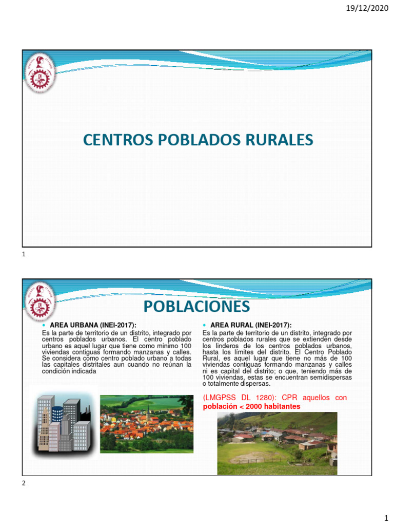 Localidades Rurales y Sist AP Rurales-Centros Poblados RuralesArchivo | PDF