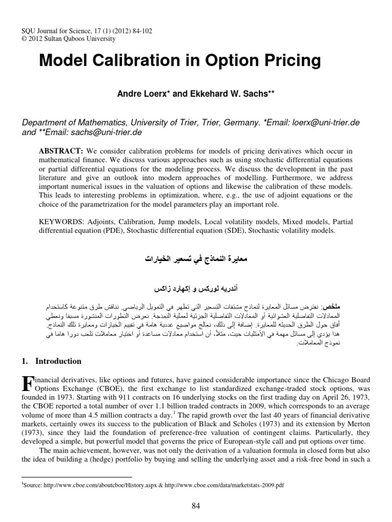 Model Calibration in Option Pricing | Download Free PDF | Black–Scholes ...