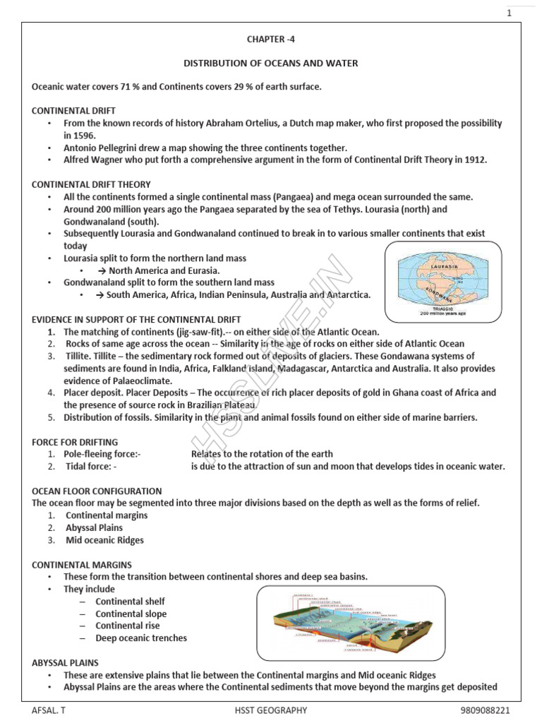 Distribution of Oceans and Water | PDF | Plate Tectonics | Seabed