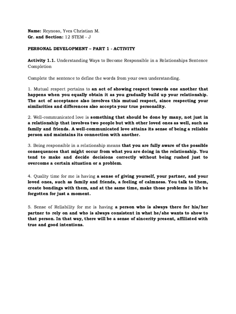 Building Responsible Relationships | PDF | Experience | Feeling