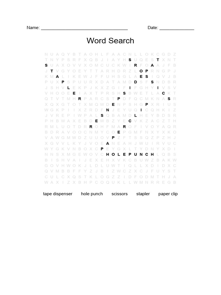 Word Search 1 5 Answer Key | PDF