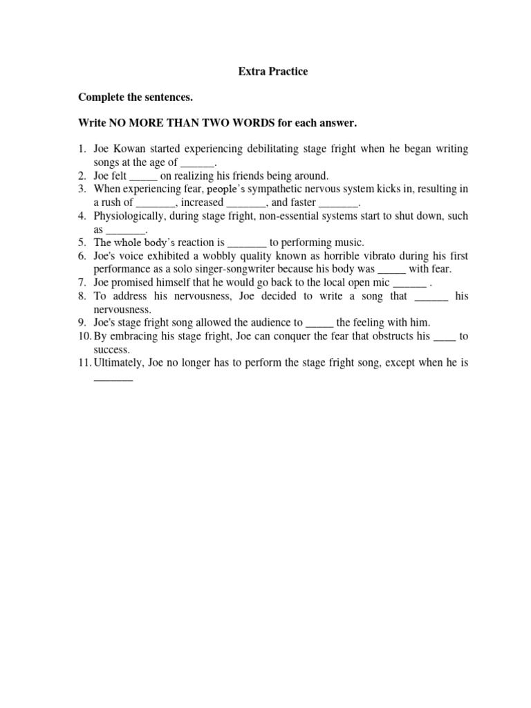 LS3 - Extra Practice - Fear | PDF