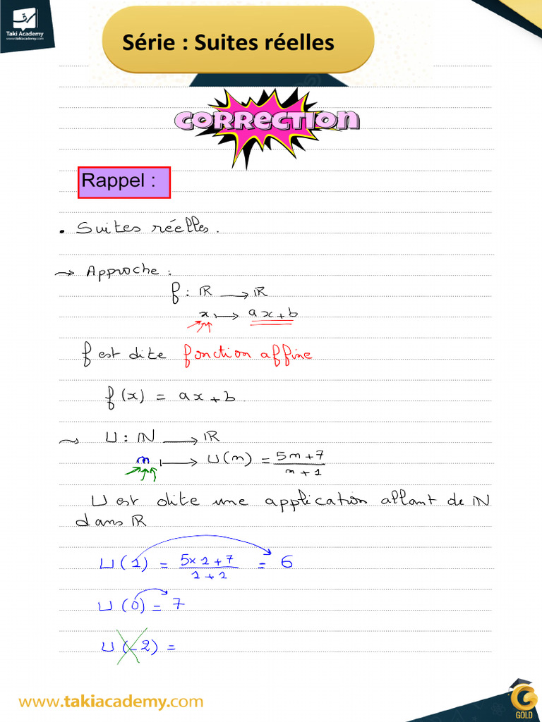 63d3a8ed57f45 - Corrigé - Série Suites Arithmétique | PDF