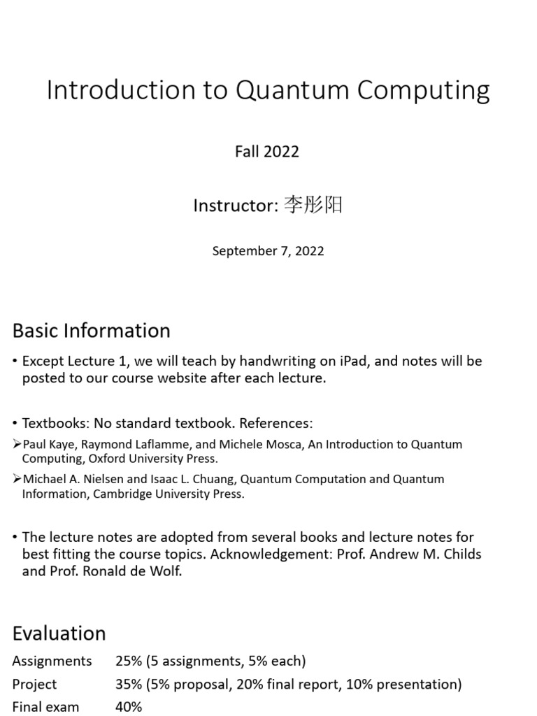 Quantum Computing Course Overview | PDF | Quantum Computing | Applied ...
