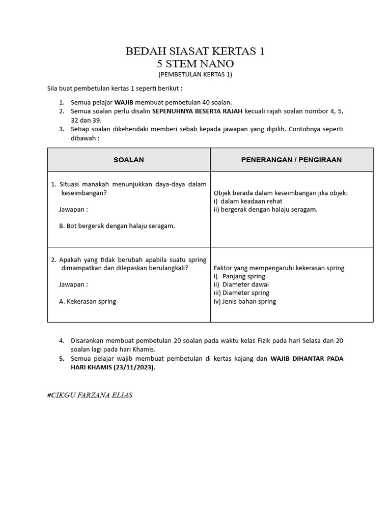 Bedah Siasat Kertas 1 | PDF