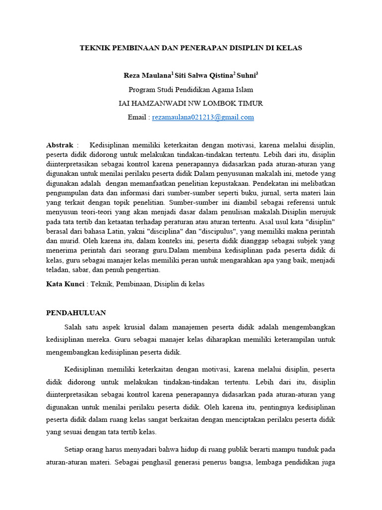 Teknik Disiplin Kelas untuk Siswa | PDF