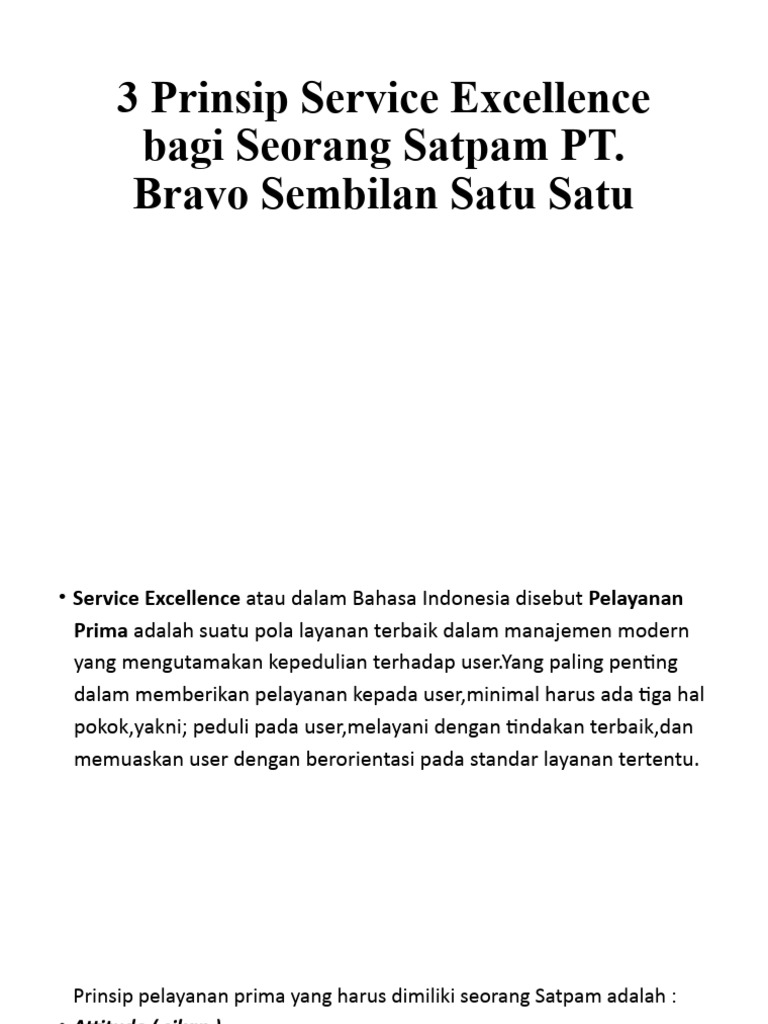 3 Prinsip Service Excellence Bagi Seorang Satpam PT | PDF | Bisnis