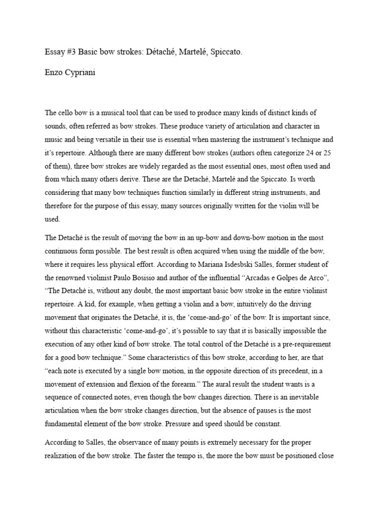 Essay #3 Basic Bow Strokes | PDF | Anatomical Terms Of Motion | Violin