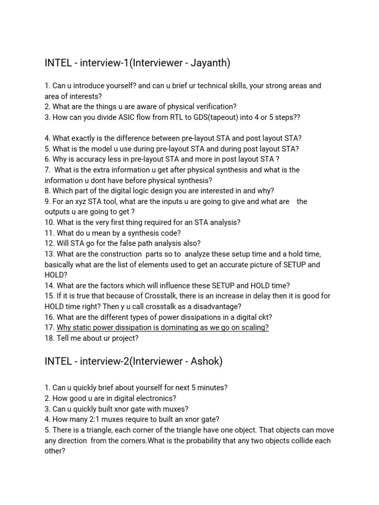 Intel Placement Questions | PDF | Logic Gate | Cmos