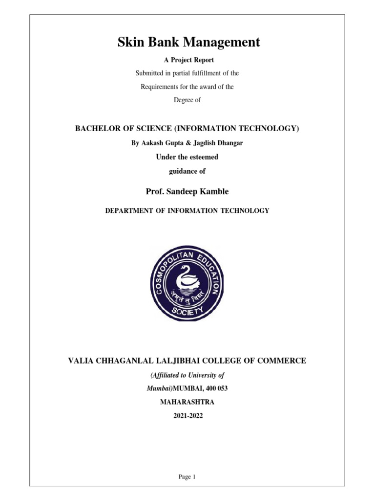 Skin Bank Management Project | PDF | User Interface Design | Class ...