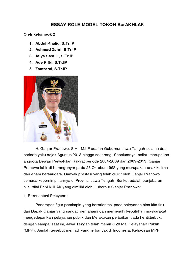 Kel.1-ESSAY ROLE MODEL TOKOH BerAKHLAK | PDF