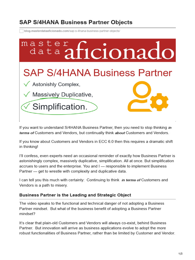 SAP S4HANA Business Partner Objects | Download Free PDF | Computer Science | Information ...