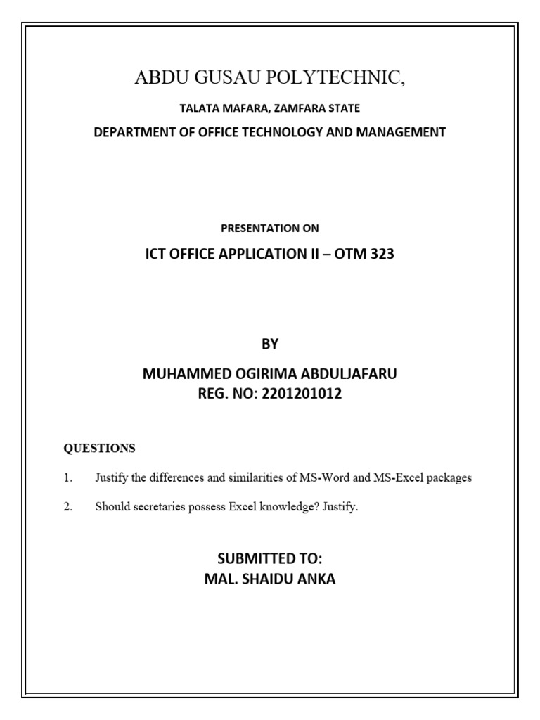 Abdu Gusau Polytechnic 2222 | PDF | Microsoft Excel | Microsoft Word