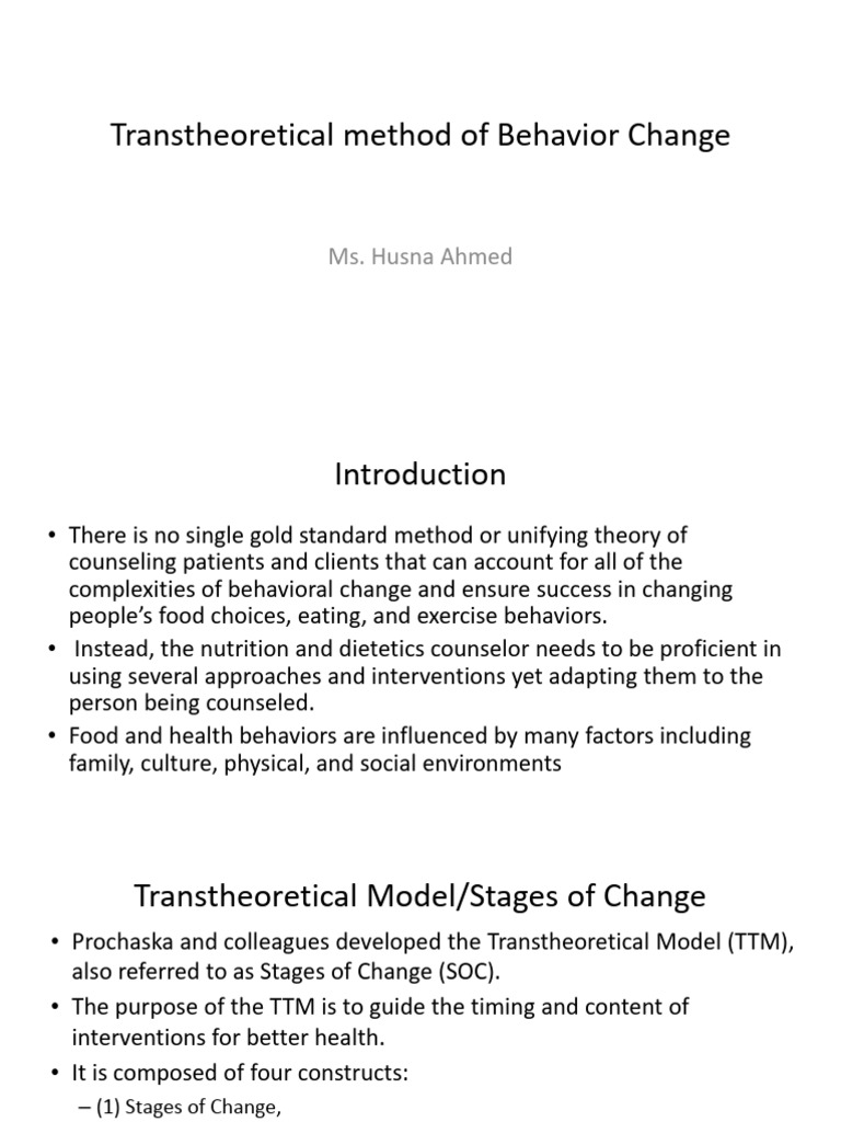 13 - Transtheoretical Method of Behavior Change | PDF | Obesity | Psychology