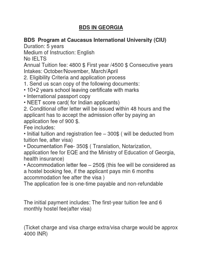 BDS in Georgia | PDF | Career & Growth | Finance & Money Management