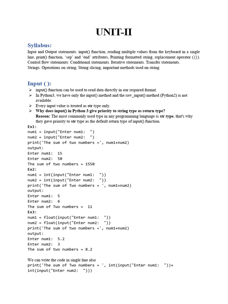Unit Ii | Download Free PDF | Control Flow | Parameter (Computer Programming)