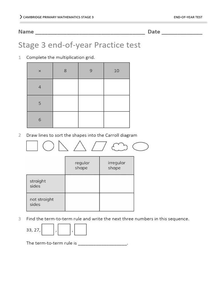 End-of-year Practice-test | PDF | Angle | Geometry