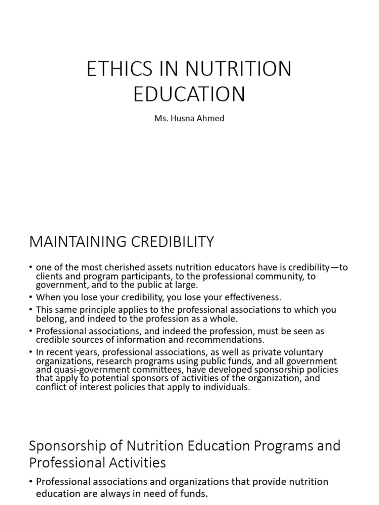 17 - Ethics of Nutrition Education | PDF | Conflict Of Interest | Wic