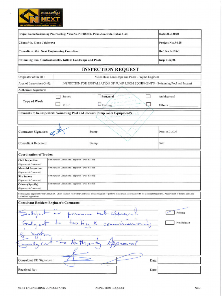 Approved IR - MEP Installation | PDF