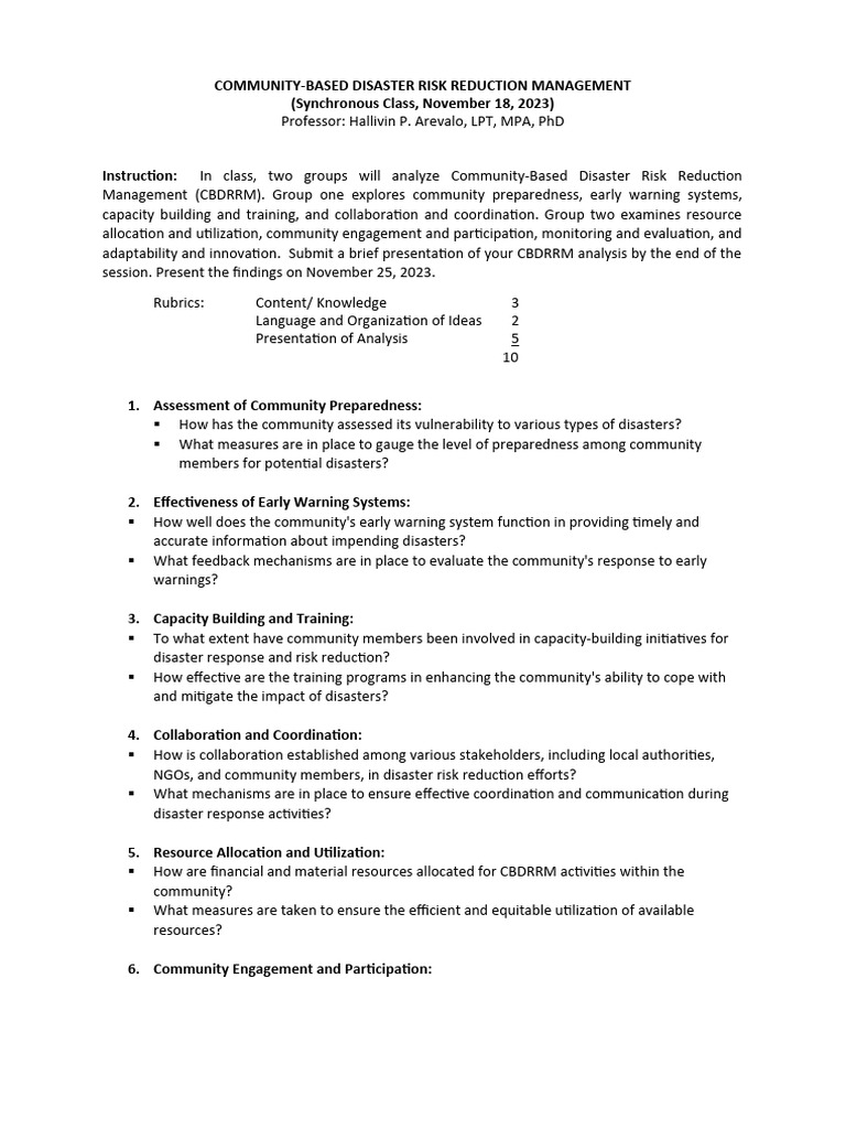Group Task CBDRRM Comprehensive Analysis 1 | PDF | Disaster Risk ...