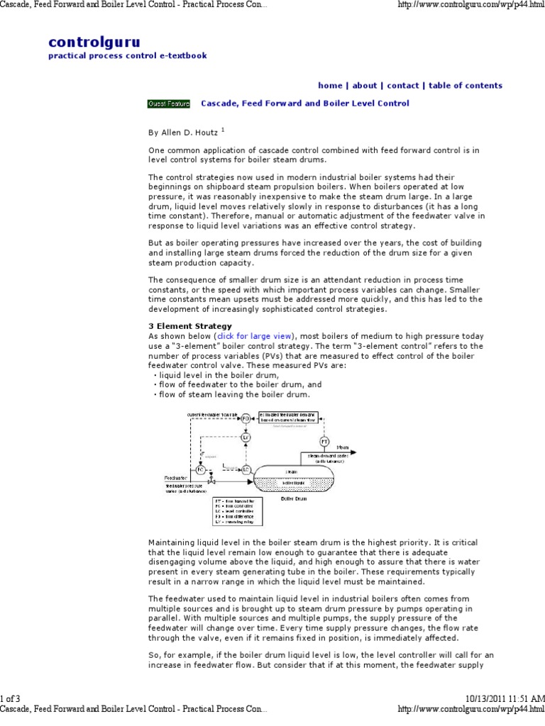 Cascade, Feed Forward and Boiler Level Control - Practical Process ...