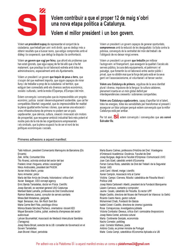 Manifest I Suports A Salvador Illa | PDF