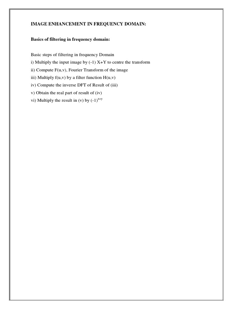 Frequency Domain Image Filtering | PDF | Filter (Signal Processing) | Low Pass Filter