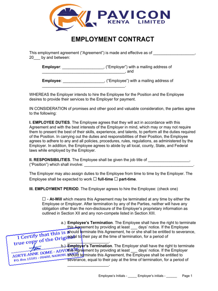 Employment Contract Agreement | PDF | Employment | Employee Benefits