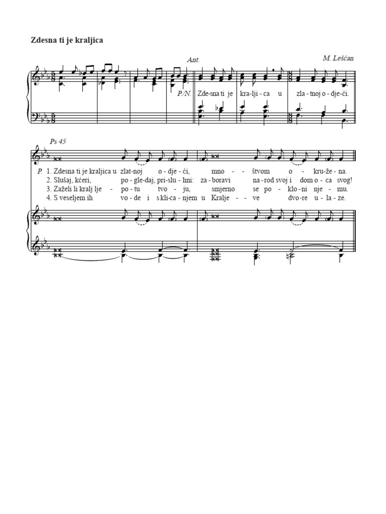 Zdesna Ti Je Kraljica Mato Lescan PGPN 570 | PDF