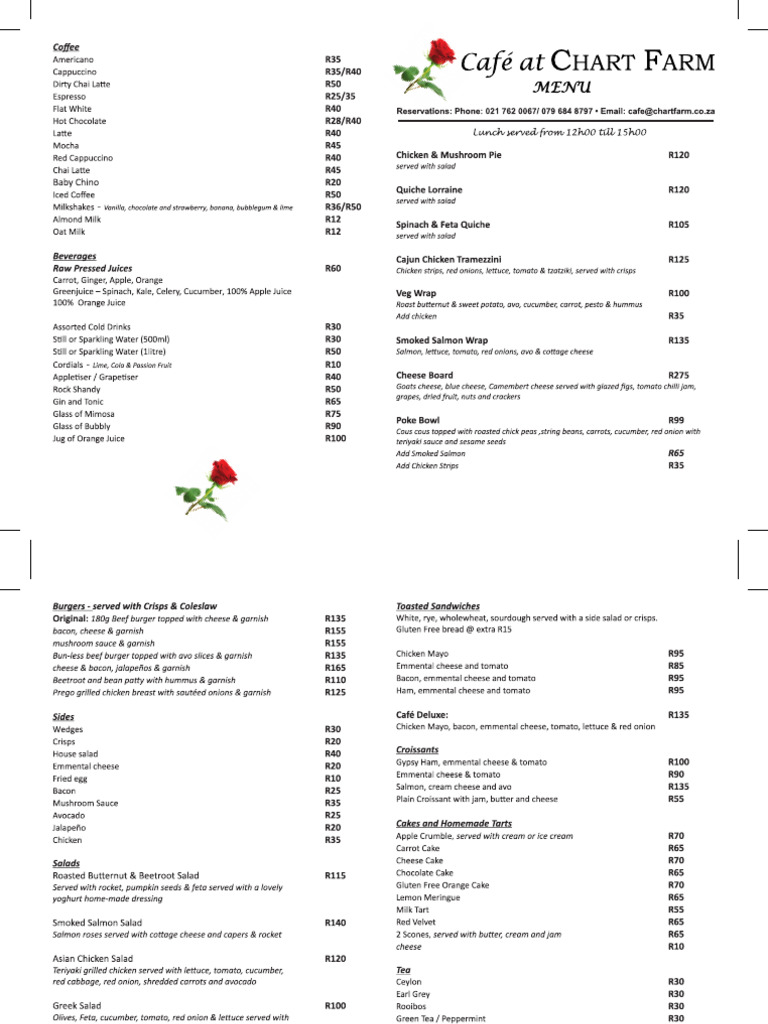 Chart Farm Lunch Menu | PDF