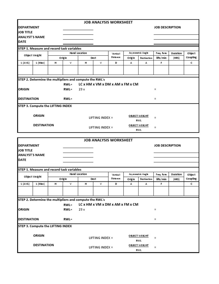 Job Analysis Worksheet: Lcxhmxvmxdmxamxfmxcm | PDF
