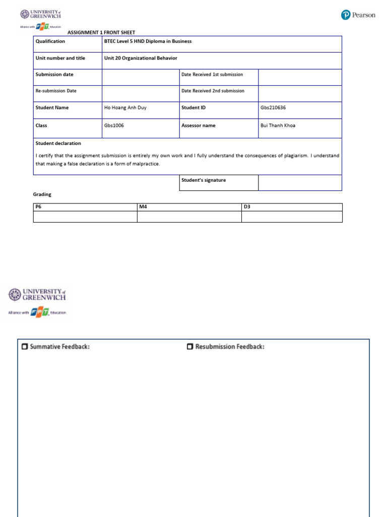 5064.assignment 2 Frontsheet (2022) | PDF | Organizational Culture | Goal