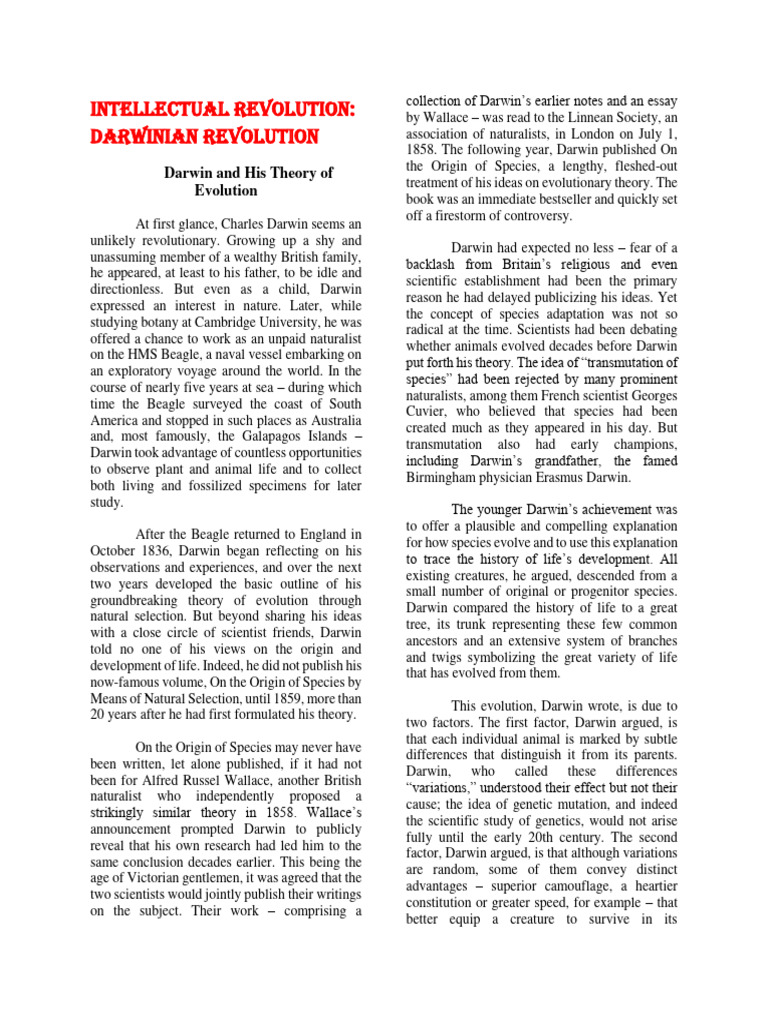Intellectual Revolution-Darwinian Revolution | PDF | Charles Darwin ...