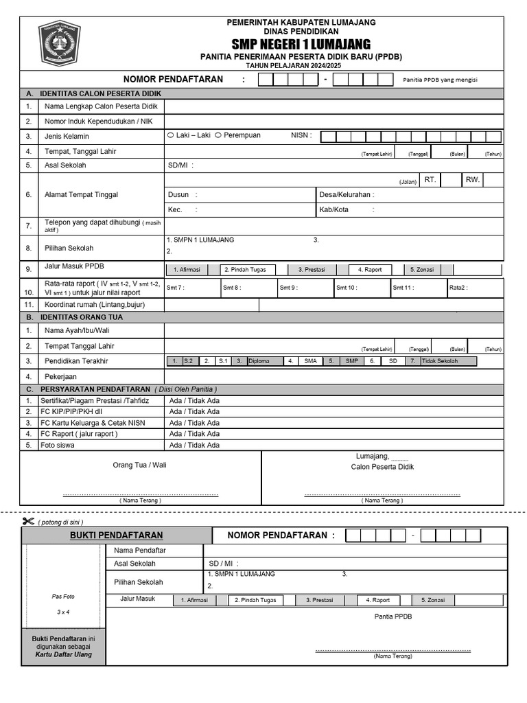 Formulir Spensalu PPDB SMP 2024 | PDF