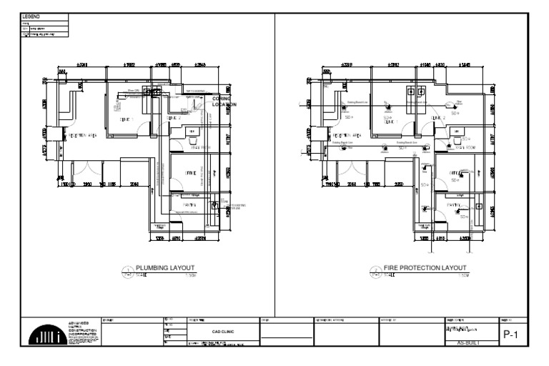 P-1 Dental Clinic A-S-Built Plumbing Layout & Fire Protection Layout | PDF