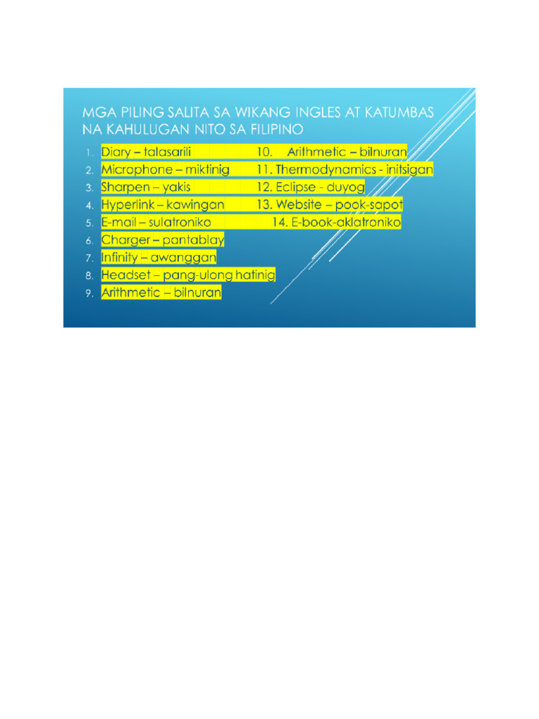 Different Filipino Words | PDF