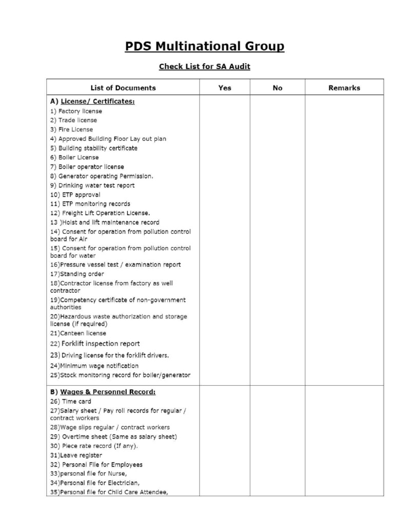 PDS Checklist | PDF