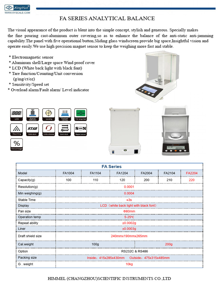 FA Series Balance FA2204 | PDF