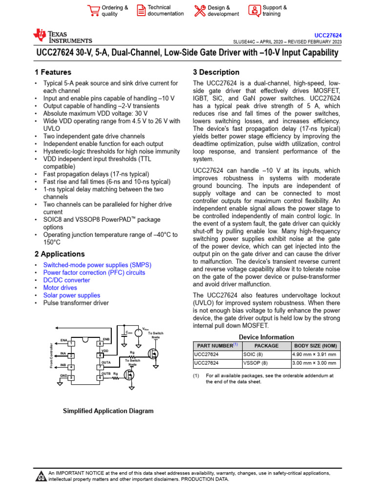 Ucc 27624 | PDF | Electrostatic Discharge | Power Supply
