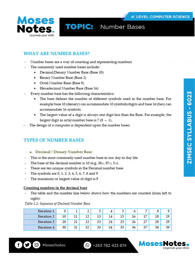 Number Bases | PDF | Decimal | Subtraction