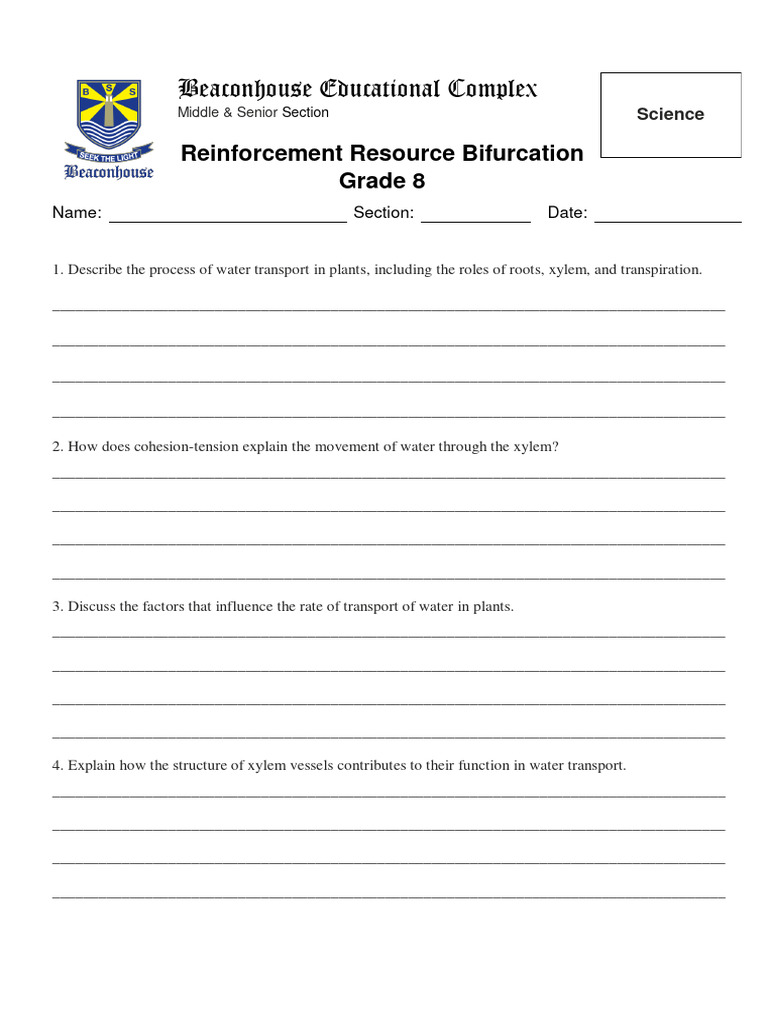 Bifurcation Science Reinforcement Practice | PDF | Photosynthesis ...