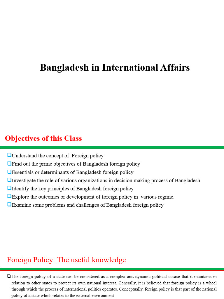 Principles of Bangladesh's Foreign Policy | PDF | Bangladesh | Government