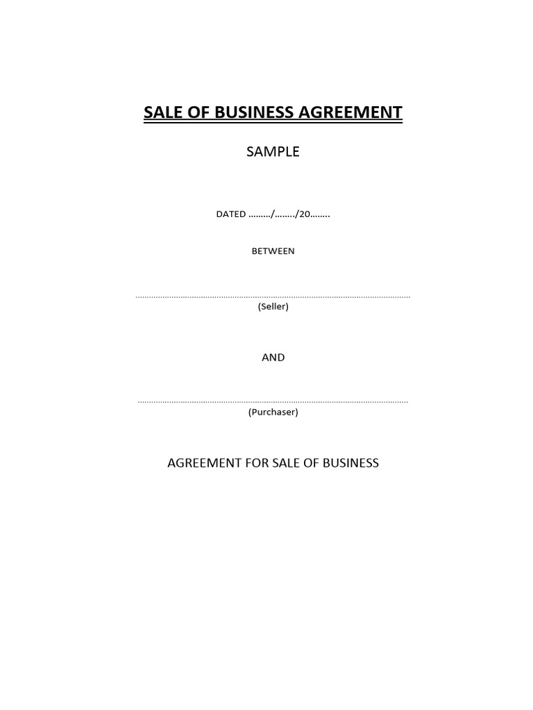 Sample Sale of Business Agreement | PDF | Prices | Value Added Tax