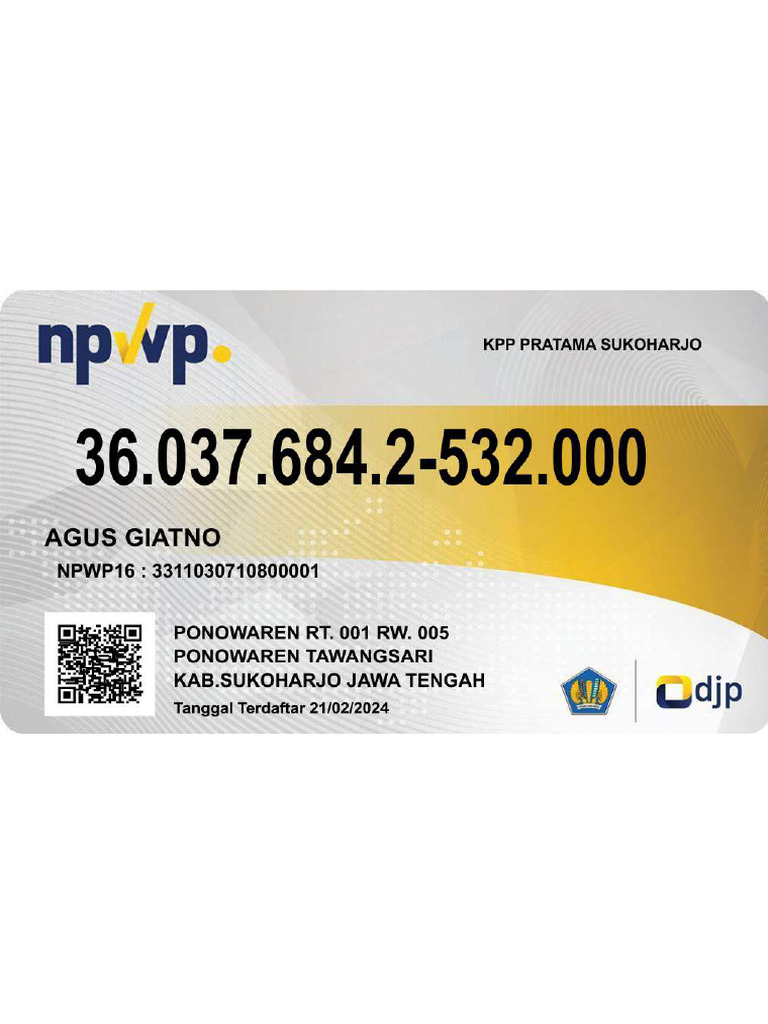 NPWP Agus Giatno | PDF